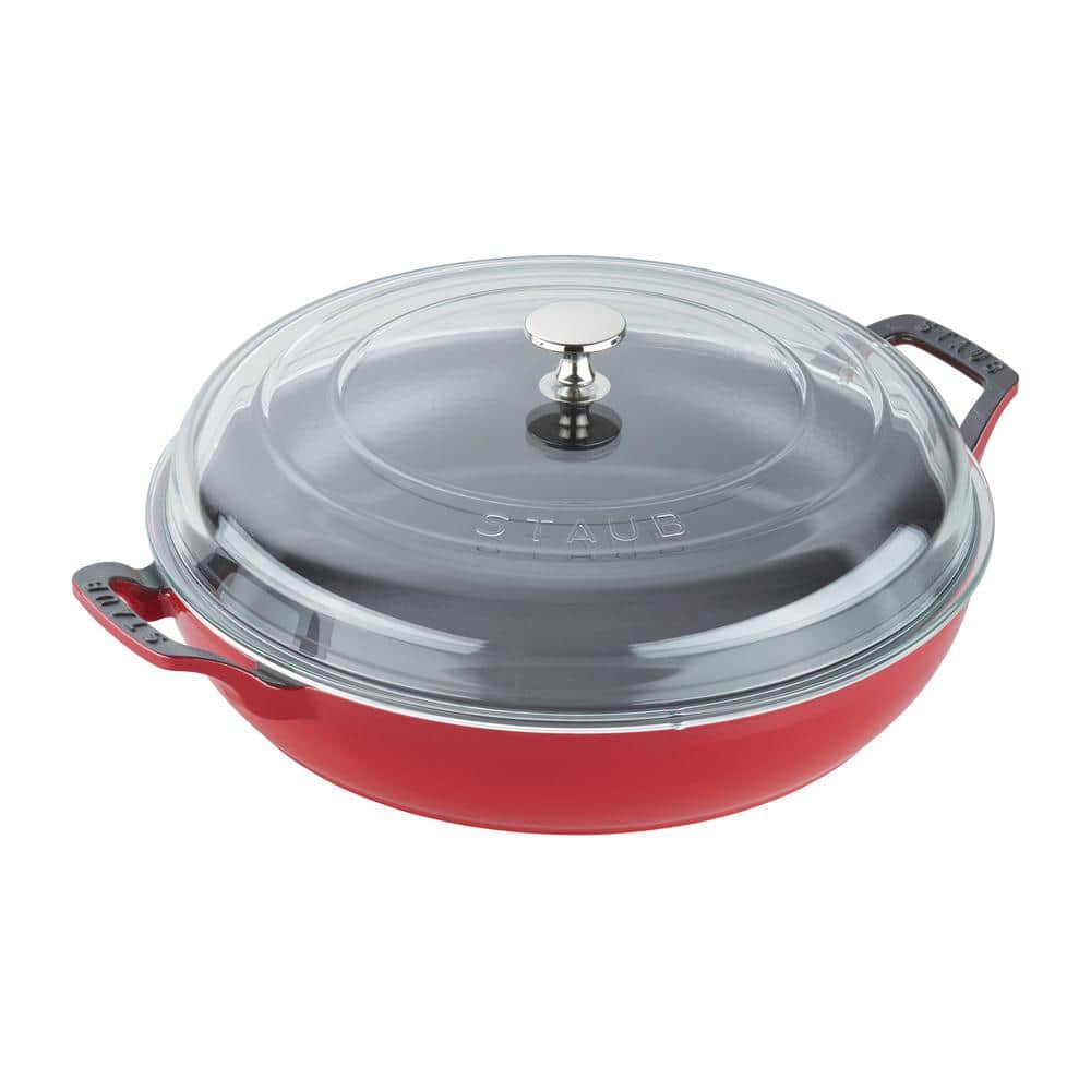 staub Cast Iron 3. 5 qt. Braiser with Glass Lid - Cherry 1003539 - The ...
