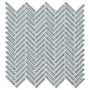 Ivy Hill Tile Motif Herringbone White 2.78 in. x 0.25 in. Glossy ...