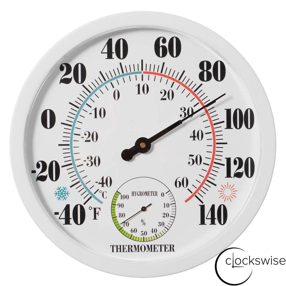 CLOCKSWISE Clockswise 10 in. Outdoor Indoor Wall Thermometer and ...