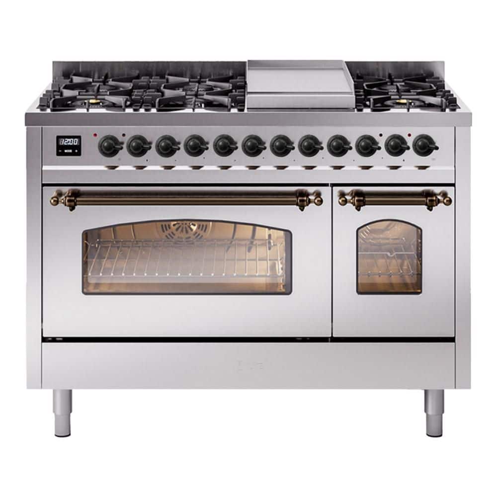 ILVE Nostalgie II 48 in. Dual Fuel Natural Gas Range with 8 Burners ...