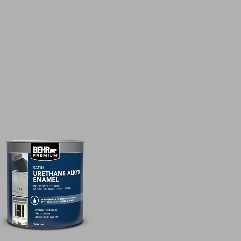 BEHR PREMIUM 1 qt. #780F-4 Sparrow Urethane Alkyd Satin Enamel Interior ...