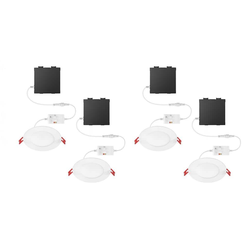 Commercial Electric Elite Series 4 in. LED DuoBright, 3-Level Lumen Select, Ultraslim Canless ...