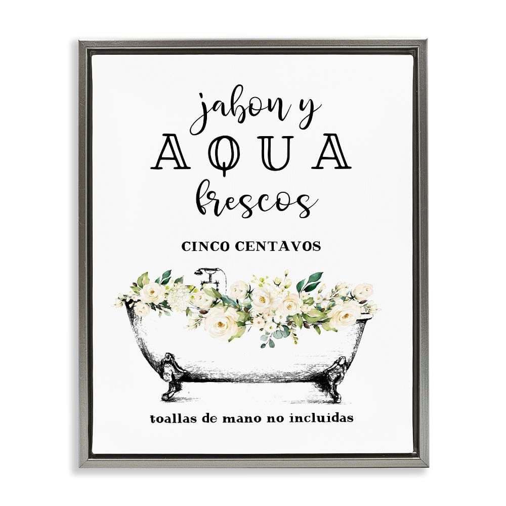 Stupell Industries Fresh Water Bathroom Sign by Lettered and Lined Gray ...