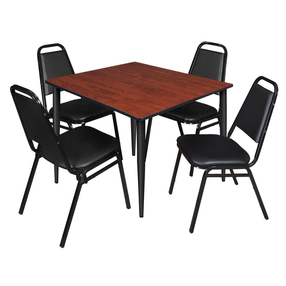 Regency Trueno 48 in. Square Cherry and Black Wood Breakroom Table and ...