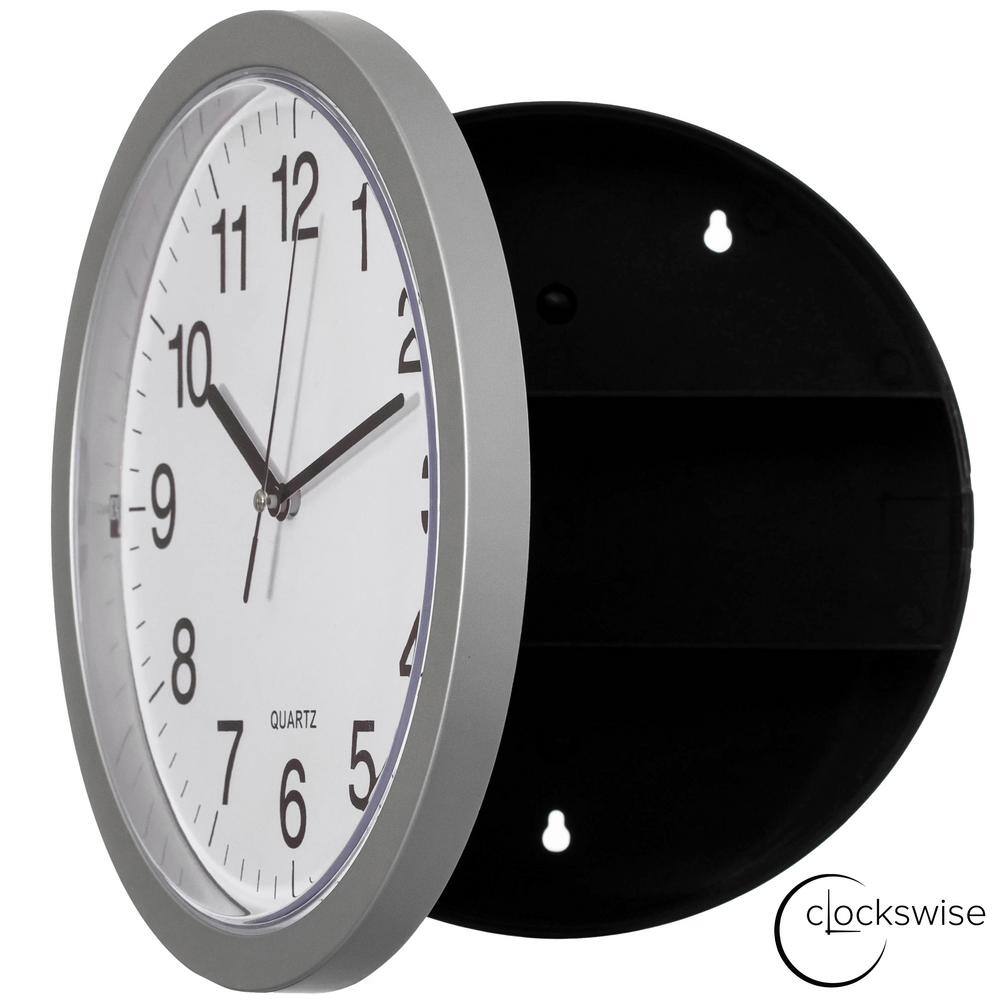 CLOCKSWISE Wall Mounted Clock with Hidden Storage Door Stylish Safe for ...