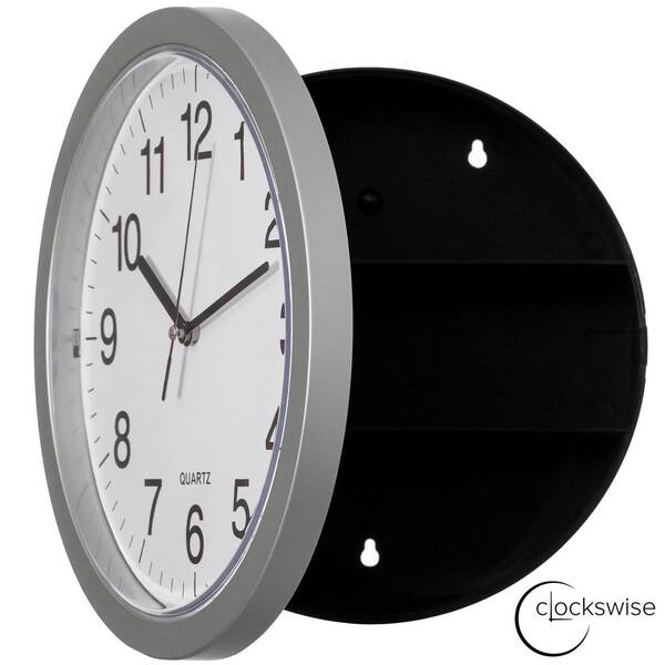 CLOCKSWISE Wall Mounted Clock with Hidden Storage Door Stylish Safe for ...