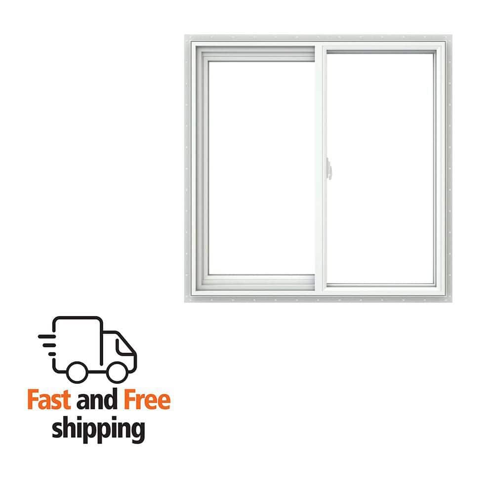 JELD-WEN V-2500 36 in. x 36 in. White Vinyl Nailfin Sliding Window with ...