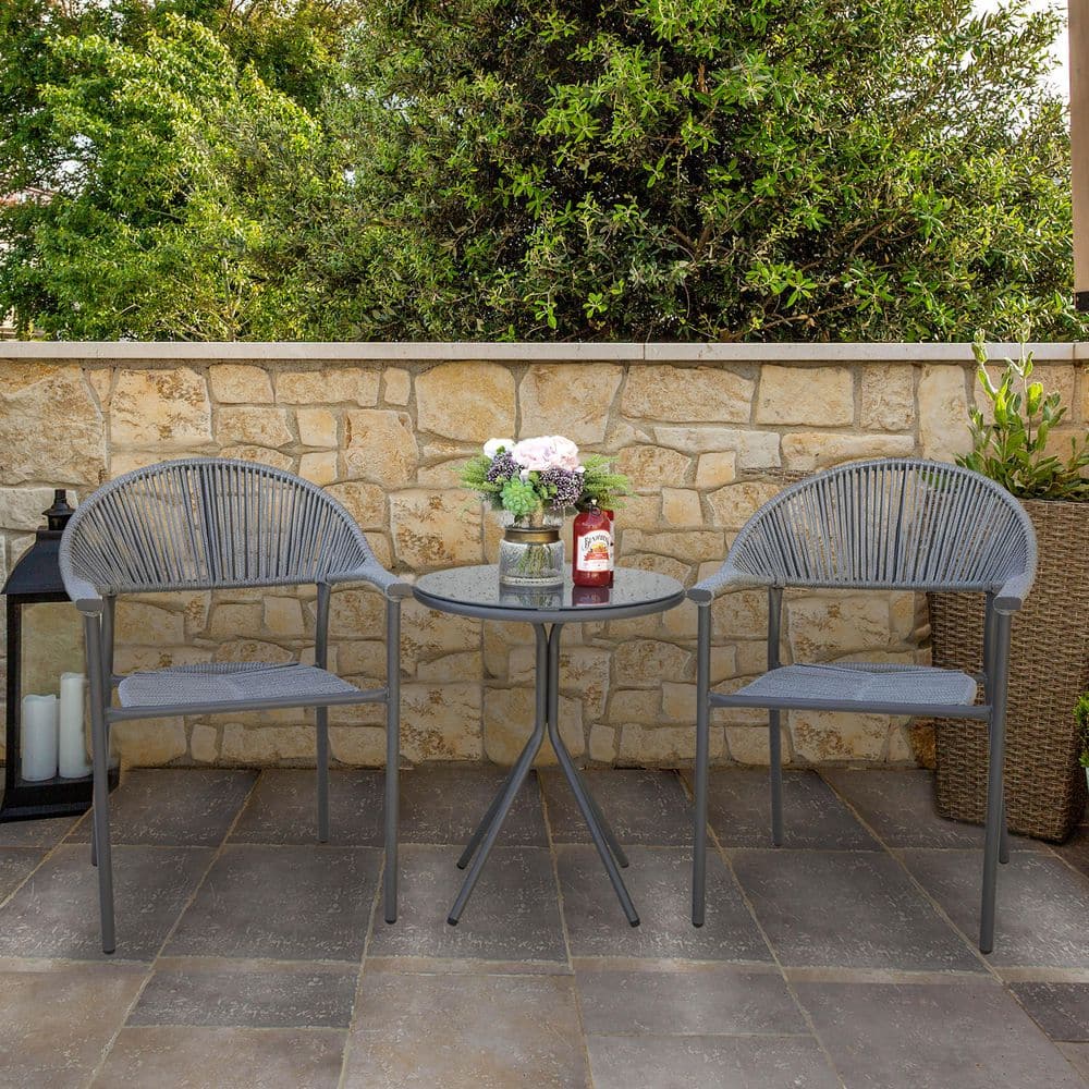 Nuu Garden Coffee 3-Piece Metal Outdoor Bistro Set SWD006-01-KF - The ...