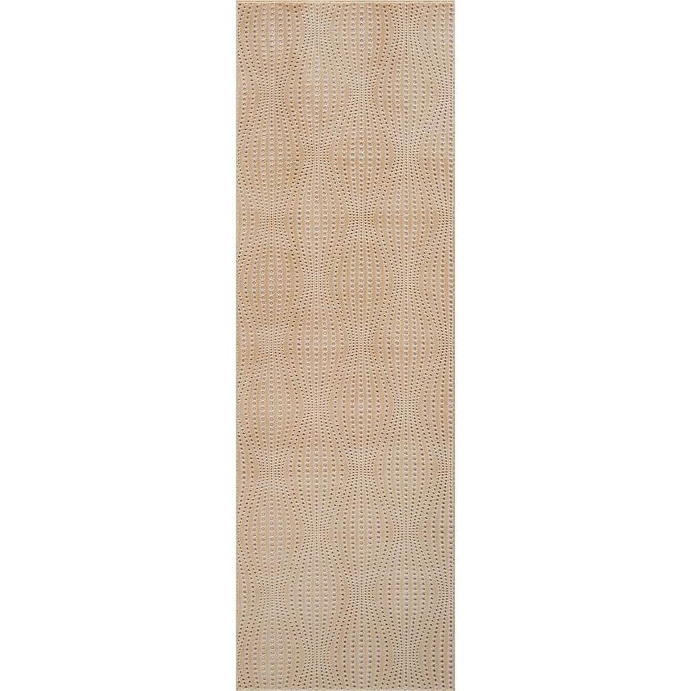 Beverly Rug Serenity Beige Solid 2 ft. X 7 ft. Modern Runner Non Skid ...
