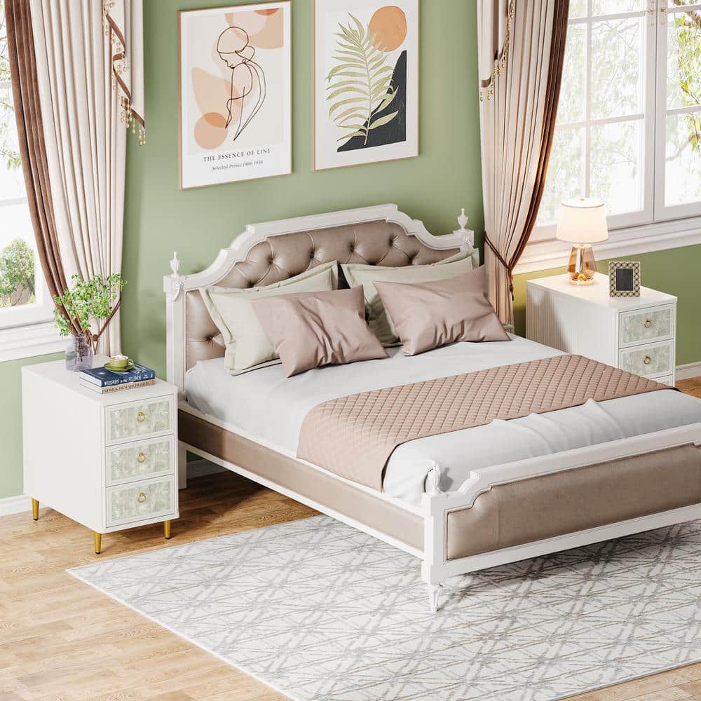 BYBLIGHT Fenley 13.78 in. White 3-Drawer Wood Nightstand, Narrow ...