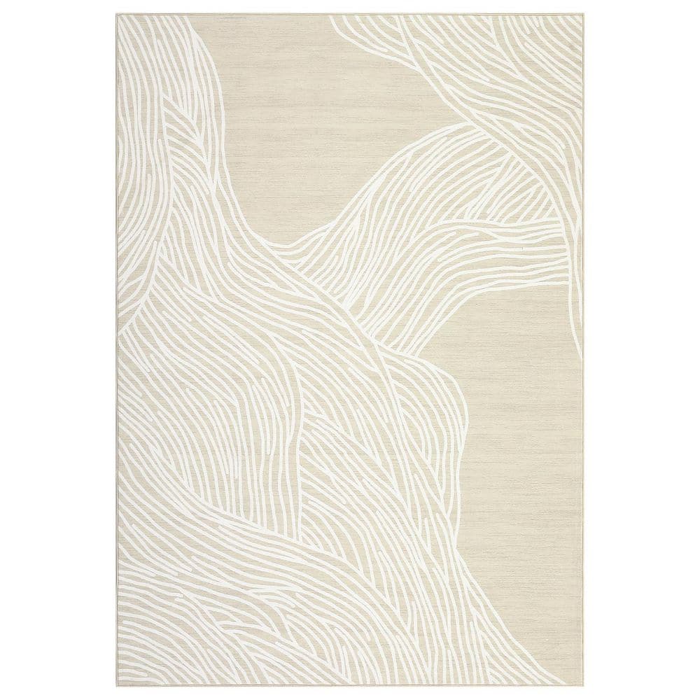 Garvee Camel 8 ft. x 10 ft. Modern Abstract Carpet Washable Rug Living ...