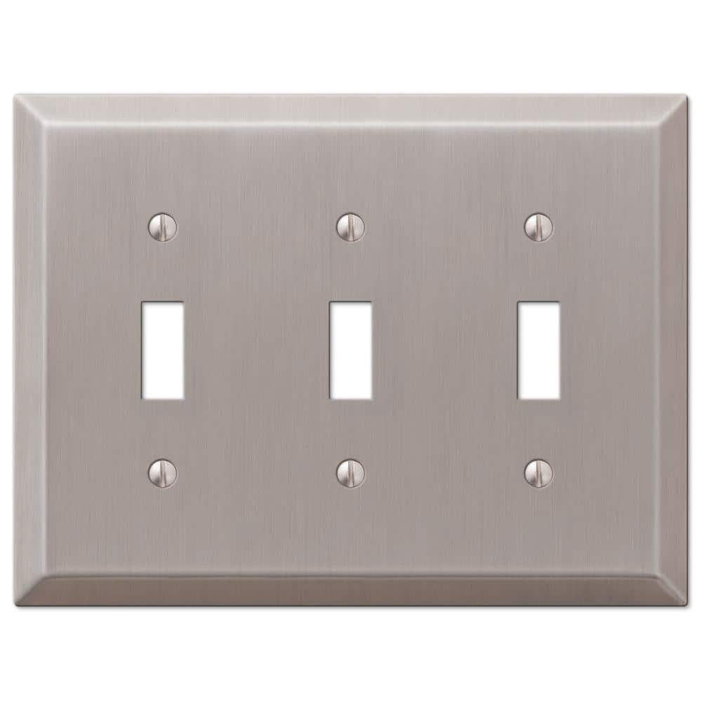 AMERELLE Metallic 3 Gang Toggle Steel Wall Plate - Brushed Nickel ...