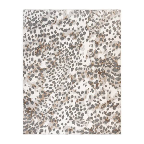 Gertmenian & Sons Ciaran Gaia Gray/Ivory 9 ft. x 13 ft. Animal Print ...