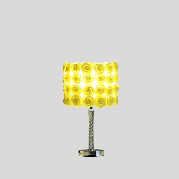 Taoi Fxio 18.25 in. Yellow Roses in Bloom Acrylic / Metal Table Lamp ...