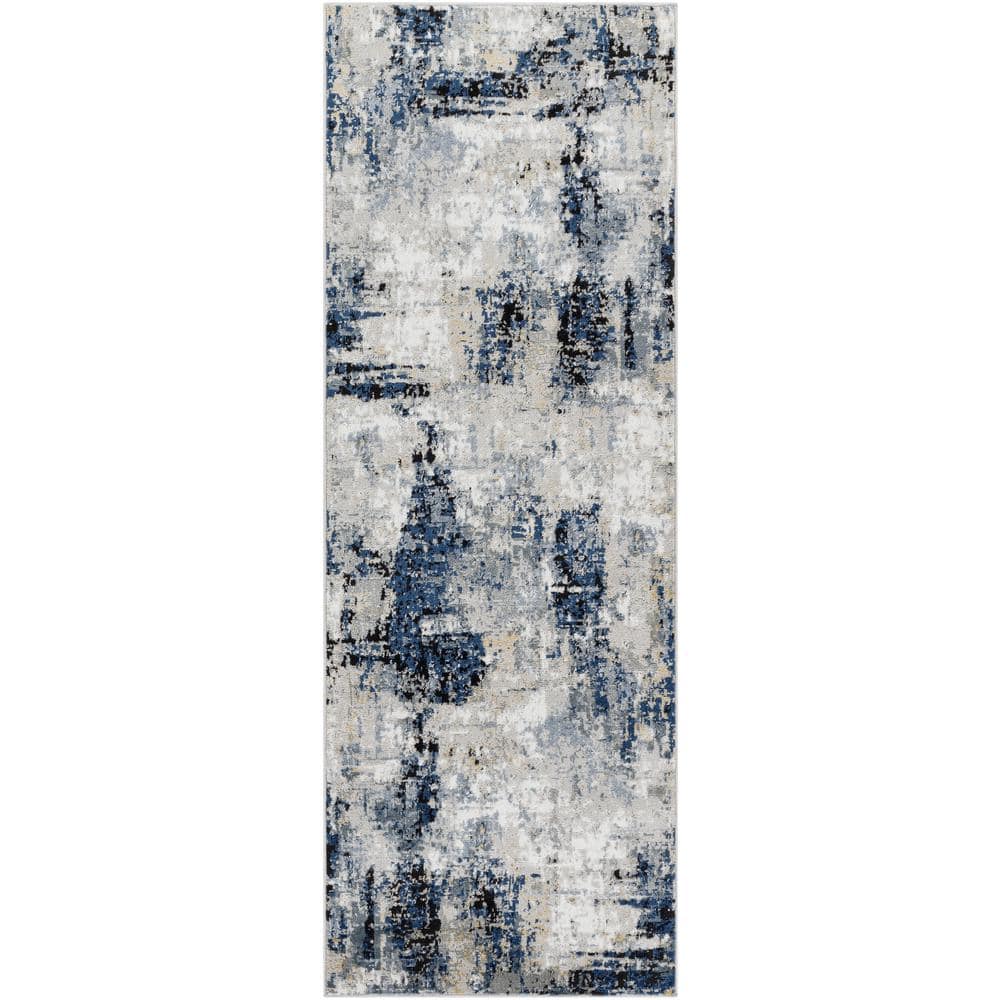 Livabliss Zarel Navy Modern 3 ft. x 7 ft. Runner Indoor Area Rug ...