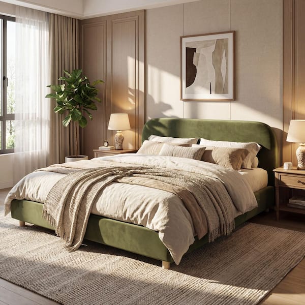 Harper & Bright Designs Olive Green Wood and Metal Frame California ...