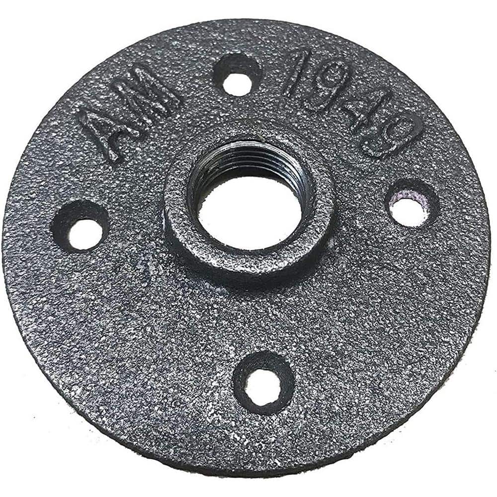 Ironwerks Designs 1/2 in. Black Malleable Cast Iron Floor Flange (8 ...