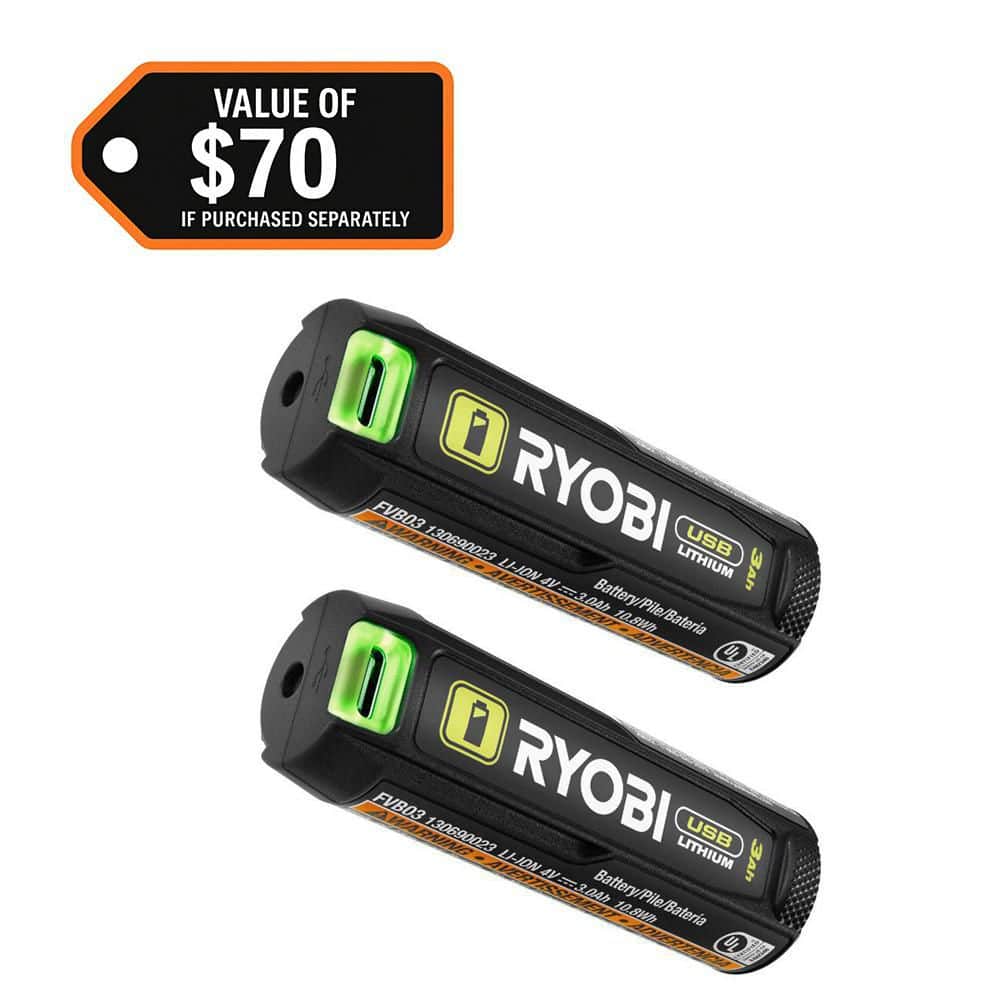 RYOBI USB Lithium 3.0 Ah Lithium-ion Rechargeable Battery (2-Pack ...
