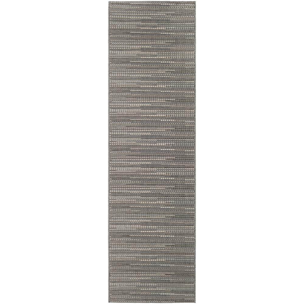 Couristan Monaco Larvotto Grey-Multi 2 ft. x 12 ft. Indoor/Outdoor ...