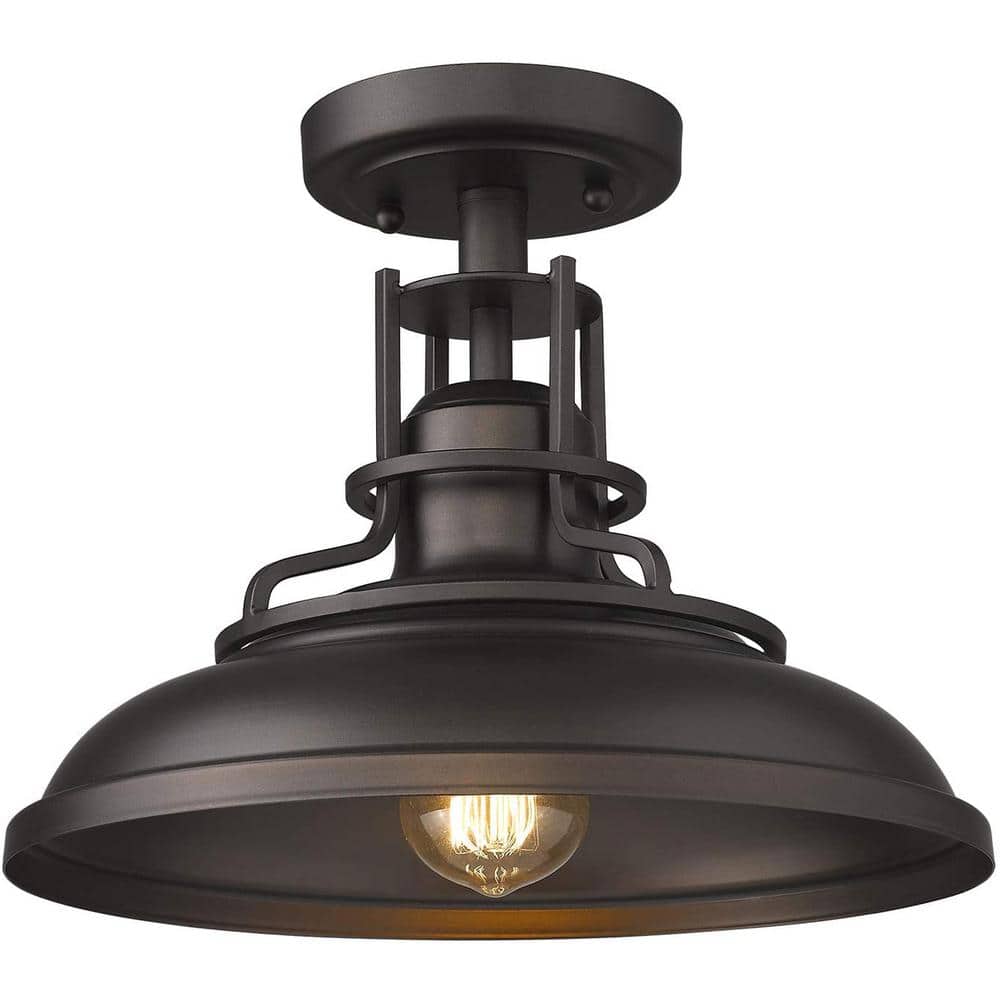 JAZAVA 12 in.1-Light Oil Rubbed Bronze Finish With Metal Glass Semi ...