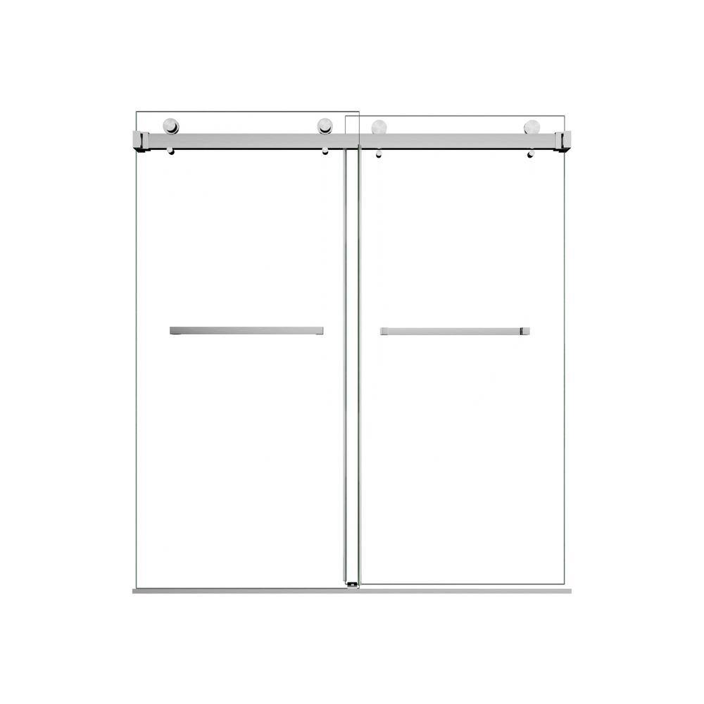 mortix 72-76 in. W x 80 in. H Single Sliding Frameless Shower Door in Matte Black with Smooth ...