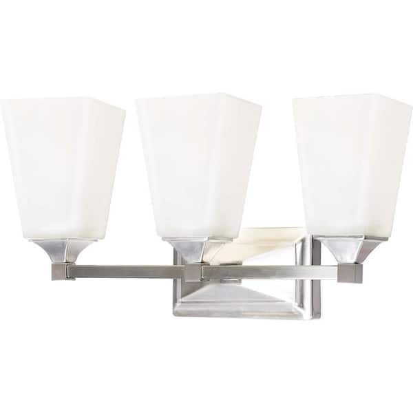 Lecoht 19 in. 3-Light Brushed Nickel Vanity Wall Scone Light Fixture ...