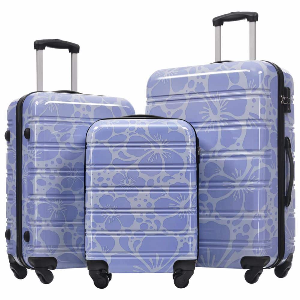 Merax 3 Bags 3-Piece Blue ABS+PC Hardshell Spinner Luggage Set with TSA ...