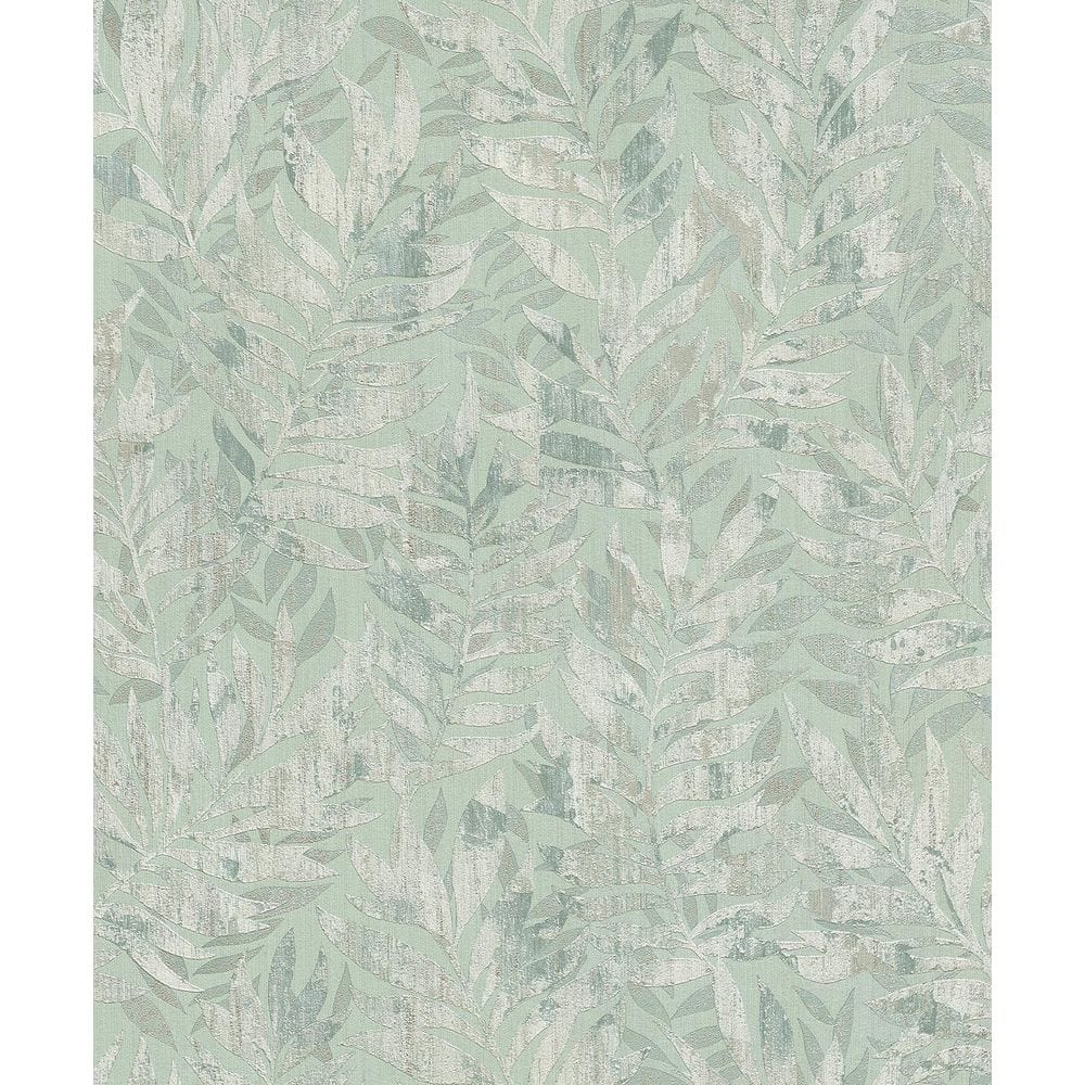 Advantage Beck Green Leaf Paper Textured Non-Pasted Wallpaper Roll 4096 ...