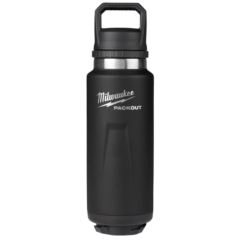 Milwaukee PACKOUT Black 36 oz. Insulated Bottle W/Chug Lid 48-22-8397B ...
