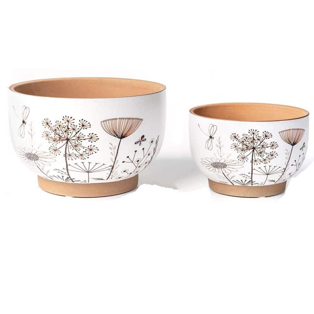 Large White Porcelain Round Planter Set (2-Pack) L0BL11XS9G - The Home ...