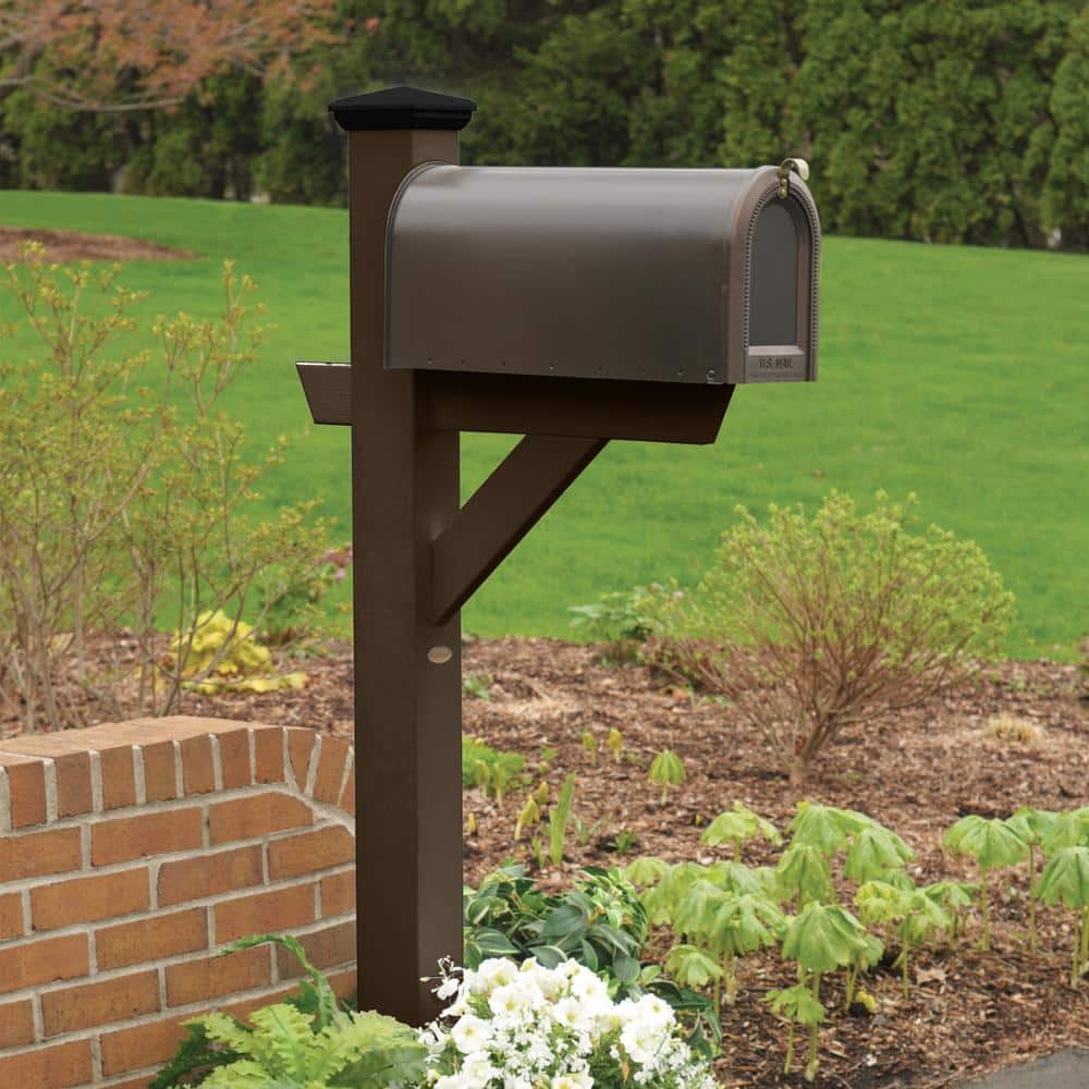 Highwood Hazleton Recycled Plastic Mailbox Post in Weathered Acorn AD ...