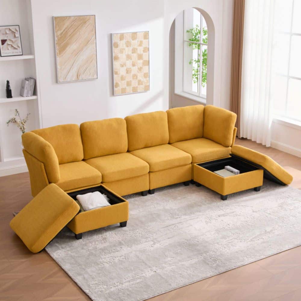 Noble House Whitney 113.39 in. Polyester U Shaped Modular Sectional ...