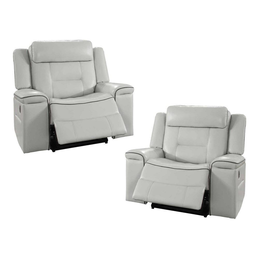 EVERGLADE HOME Cairn 42 in. Light Gray Flared Arm Faux Leather Straight ...