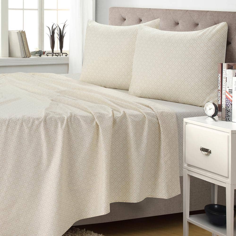 Harper Lane Harper 4-Piece Tan Microfiber Sheet Set Full 19128 - The ...