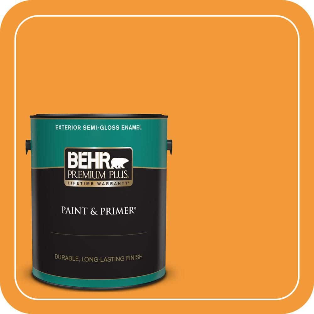 BEHR PREMIUM PLUS 1 gal. #280B-6 Amber Glow Semi-Gloss Enamel Exterior ...