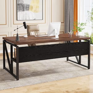 BYBLIGHT Moronia 62.9 in. Rectangular Gray and Black Engineered Wood ...