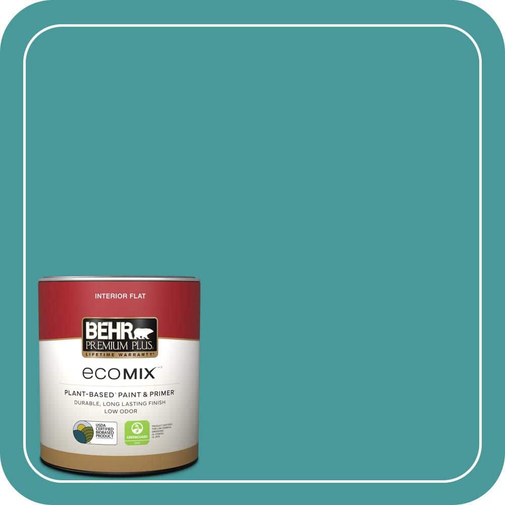 BEHR PREMIUM PLUS 1 qt. #510D-6 Aquatic Green Flat EcoMix Plant-Based ...