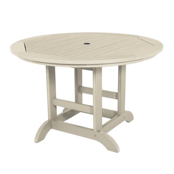 Highwood Whitewash Round Recycled Plastic Outdoor Dining Table AD-DRT48 ...