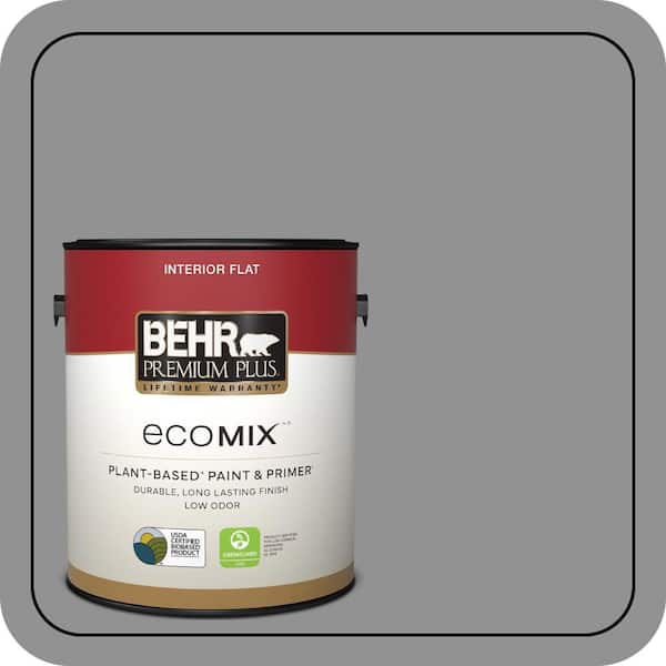 BEHR PREMIUM PLUS 1 gal. #N520-4 Cool Ashes Flat EcoMix Plant-Based ...