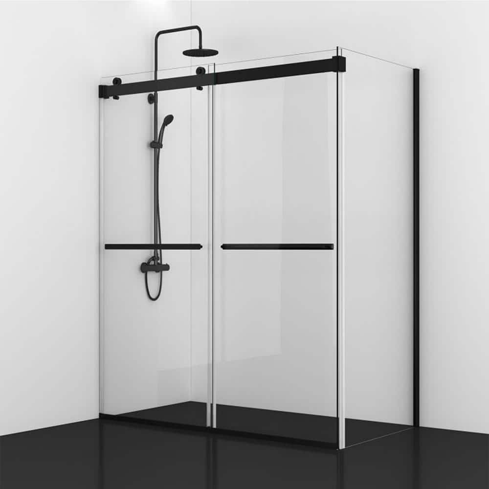 ROSWELL Spezia 60 in. W x 76 in. H Sliding Frameless Corner Shower ...