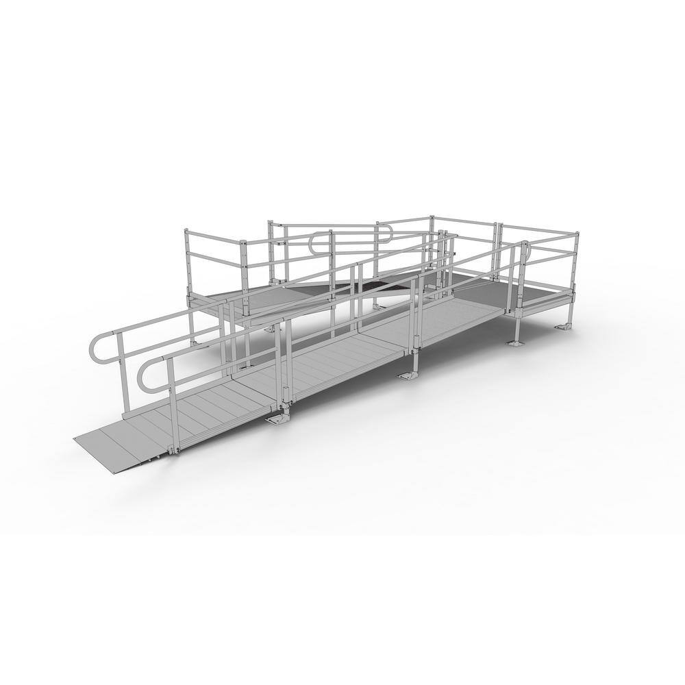 EZ-ACCESS PATHWAY 22 ft. U-Shaped Aluminum Wheelchair Ramp Kit with ...