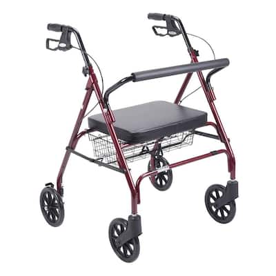 Drive Medical Nitro Euro Style Rollator Rolling Walker, Tall, Red ...