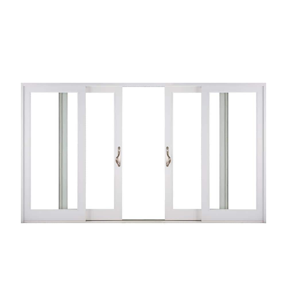 MP Doors 120 in. x 80 in. White SPLS Bi-Parting Fiberglass Full Lite ...