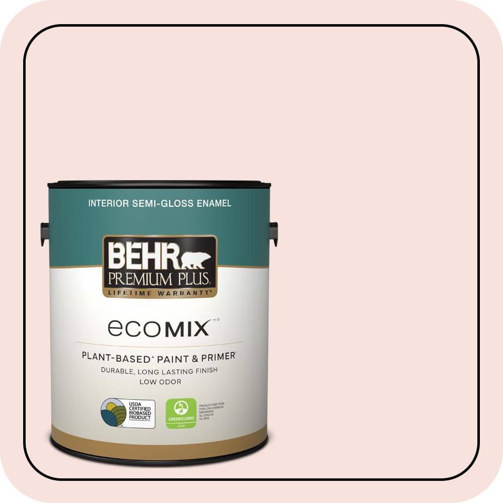 BEHR PREMIUM PLUS 1 gal. #180C-1 Paris White Semi-Gloss Enamel EcoMix ...