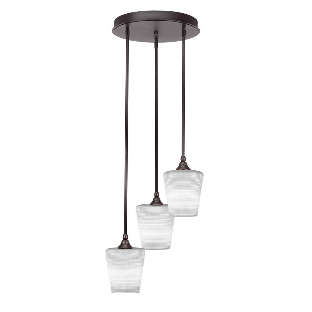 Villa 60-Watt 15 in. 3 Light Dark Granite Stem Pendant Light with 6 in ...