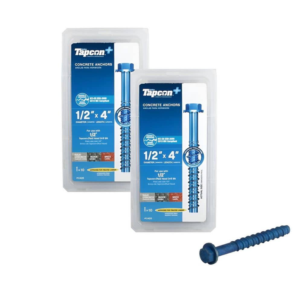 Reviews for Tapcon 1/2 in. x 4 in. Steel Hex-Washer-Head Indoor/Outdoor Large Diameter Concrete ...