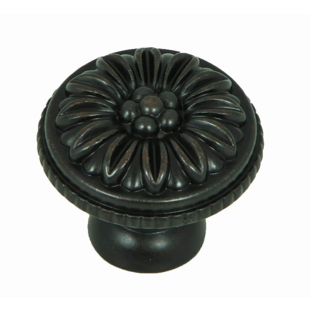 Stone Mill Hardware Dahlia 1-3/8 in. Oil Rubbed Bronze Round Cabinet ...