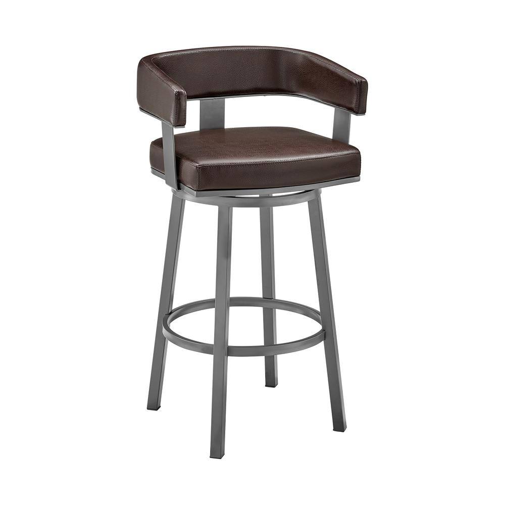 Armen Living Lorin 30 in. Chocolate/Java Brown Open Back Metal Bar ...