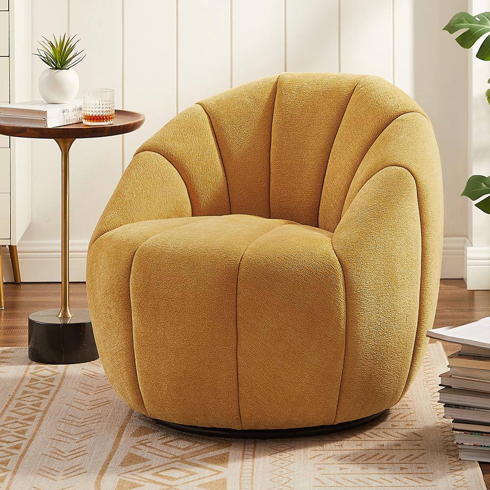 Art Leon Glaucus Swivel Yellow Fabric Barrel Chair SF054-1-YE-F - The ...