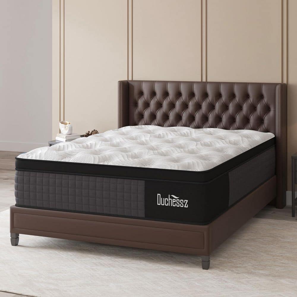 Duchessz King Medium Firm 12 in. Cool Gel Memory Foam Hybrid Mattress with Euro Top, Edge ...